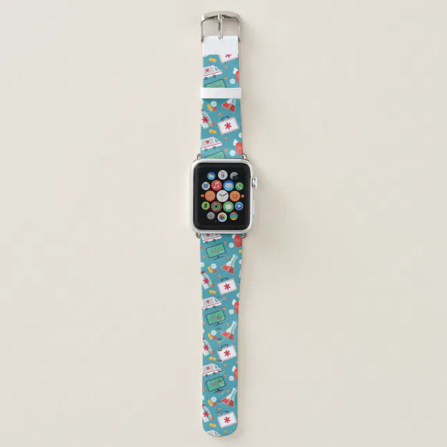 Medical Icon Pattern Apple Watch Band | Zazzle