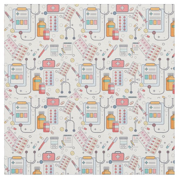Medical Icon Pattern Fabric | Zazzle