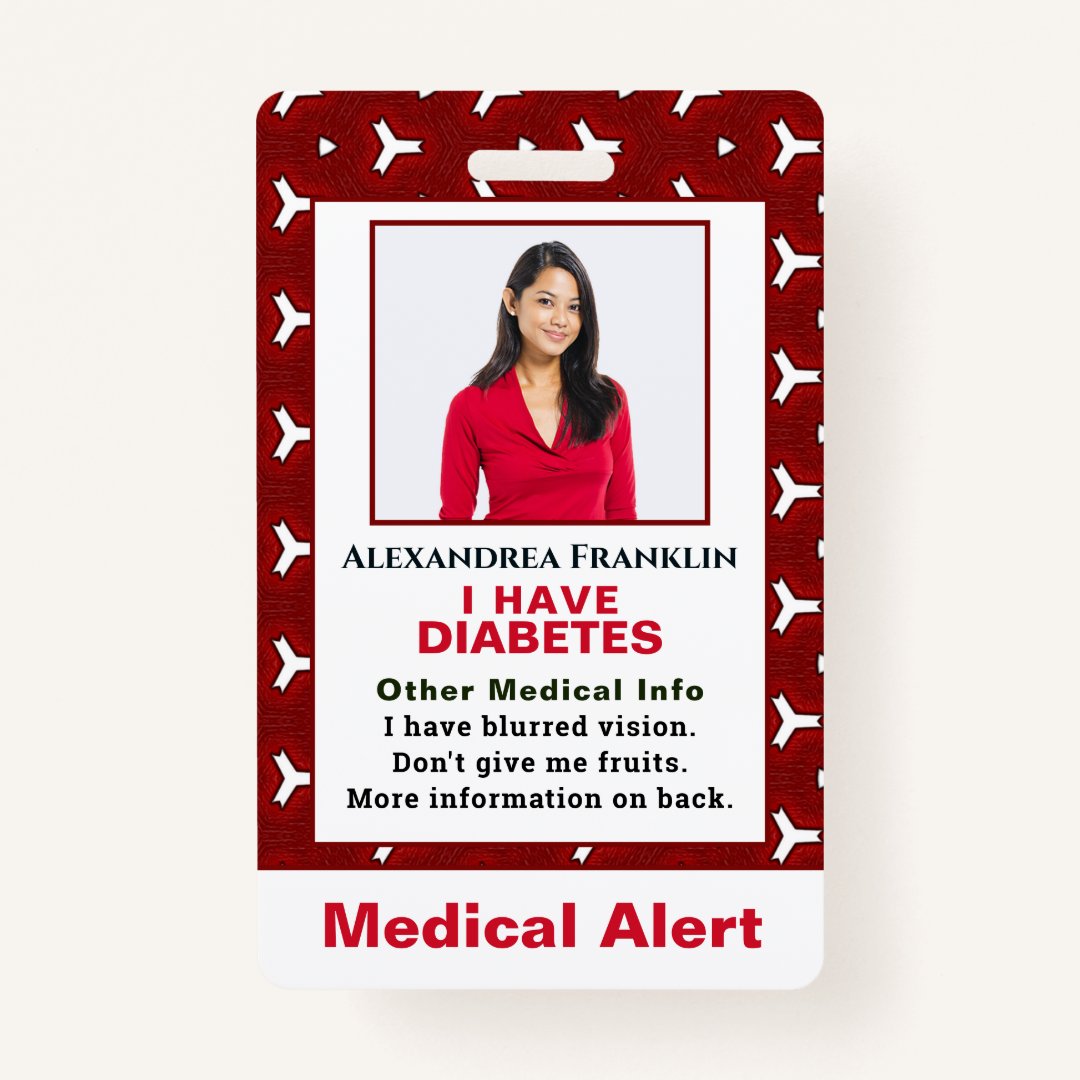 Medical Illness Alert Emergency ID Photo Custom Badge | Zazzle
