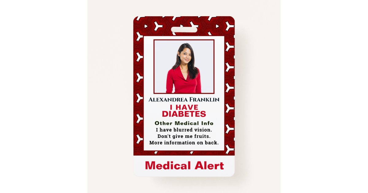 Medical Illness Alert Emergency ID Photo Custom Badge | Zazzle