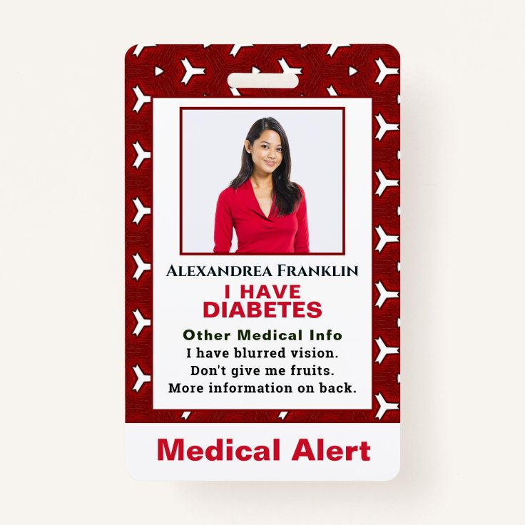 Medical Illness Alert Emergency ID Photo Custom Badge | Zazzle