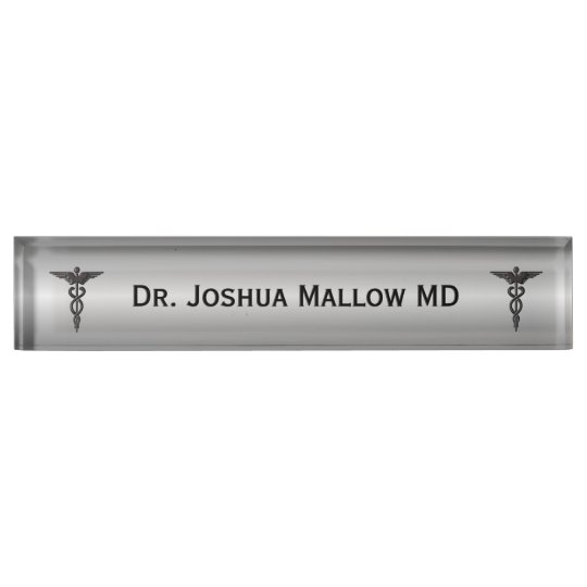 Medical Insignia Personal Desk Plaque Silver Name Plate | Zazzle.com