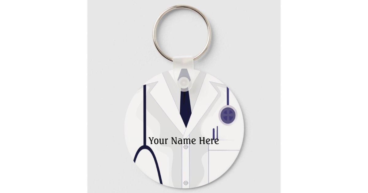 Medical Lab Coat Jacket Doctor Button Keychain | Zazzle
