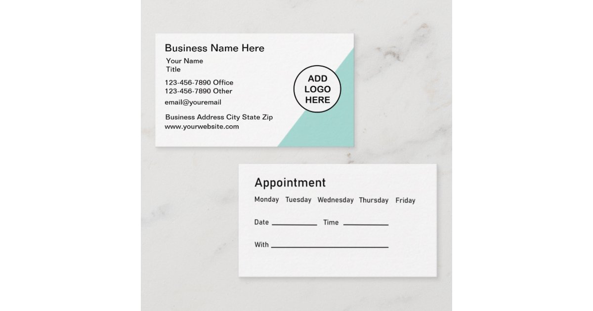 Medical Logo Appointment Business Cards | Zazzle