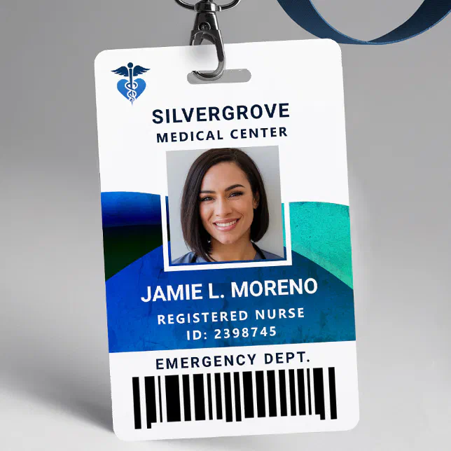 Medical Logo Clinic Hospital Modern Photo Nurse ID Badge | Zazzle