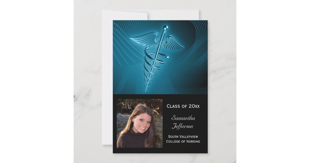 Medical Logo Photo Graduation Invitation | Zazzle