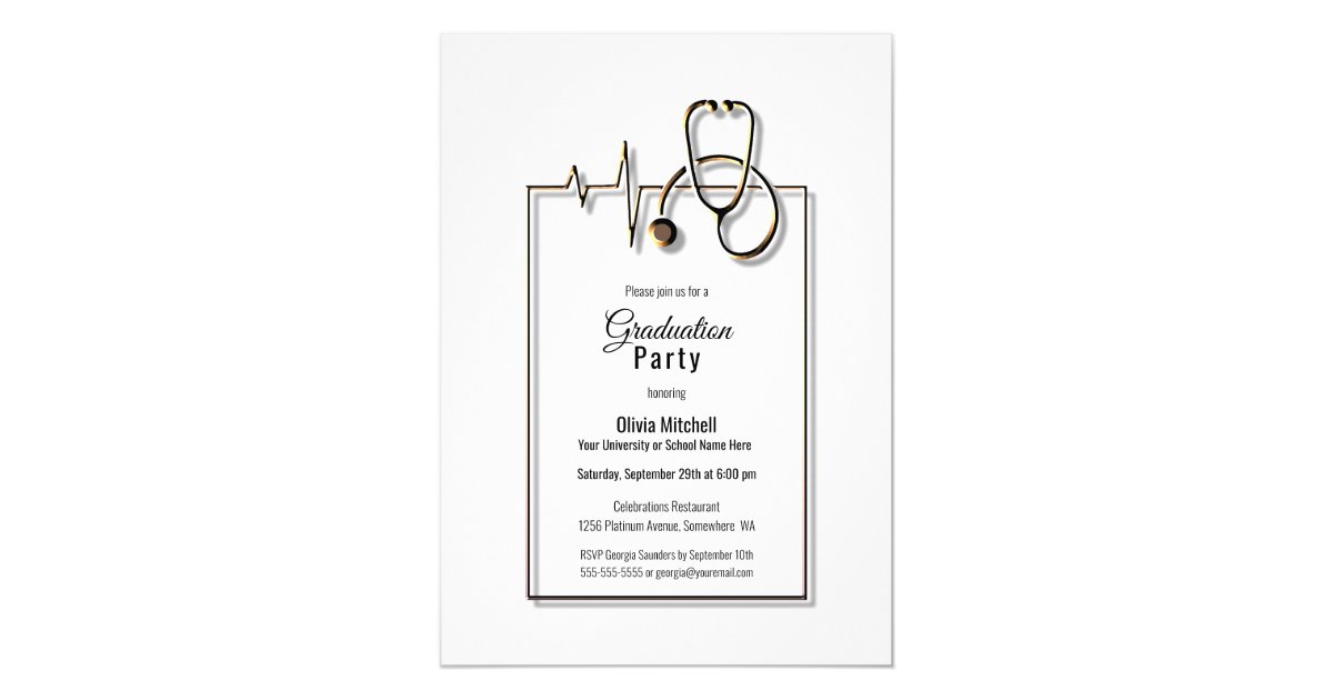 Medical Nurse Doctor Stethoscope Graduation Party Invitation | Zazzle.com