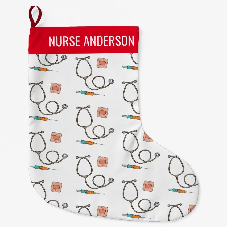 Medical Nurse Large Christmas Stocking | Zazzle