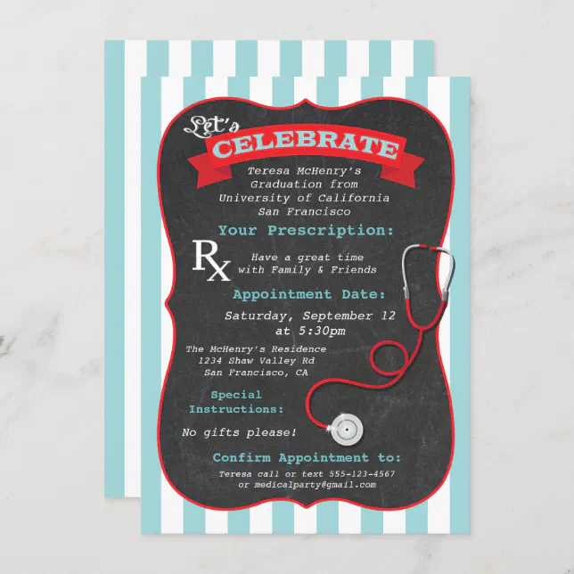 Medical Nursing School Graduation Prescription Invitation | Zazzle