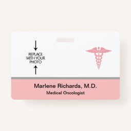 Medical Oncologist Cancer Photo ID Template Badge | Zazzle