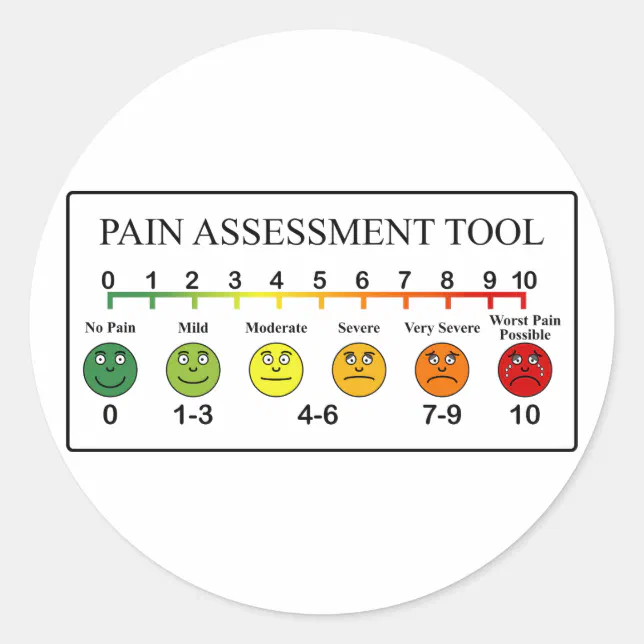Medical Pain Assessment Tool Chart Classic Round Sticker | Zazzle