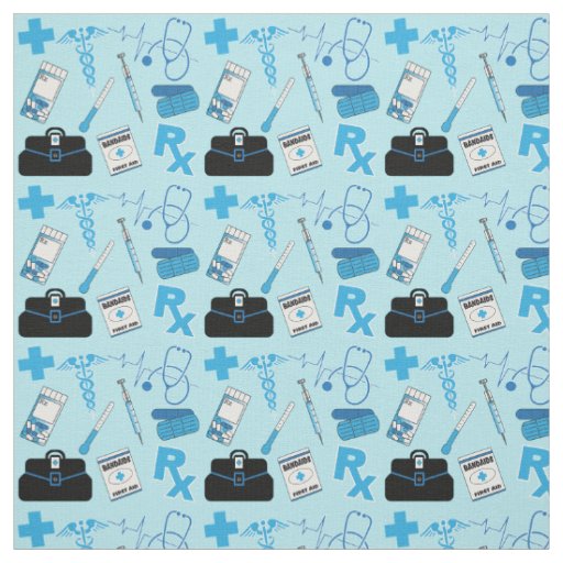 Medical Pattern Design - Baby Blue Fabric | Zazzle