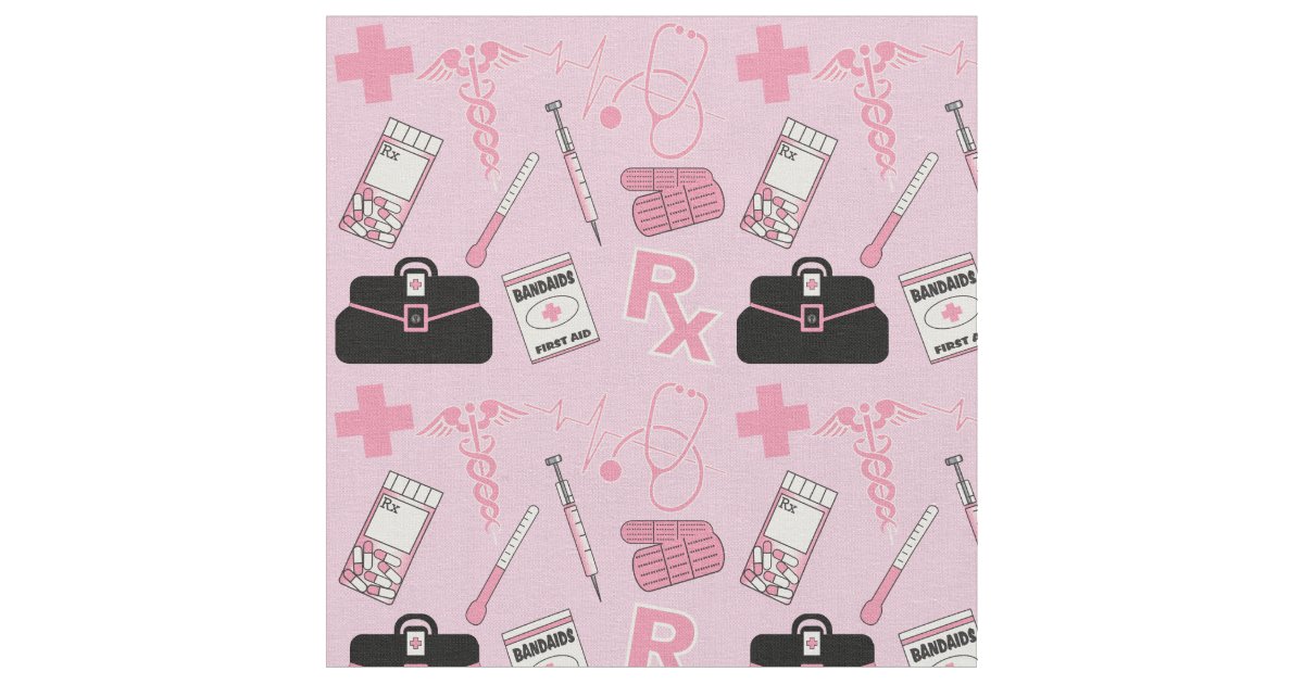 Medical Pattern Design - Pink Fabric | Zazzle