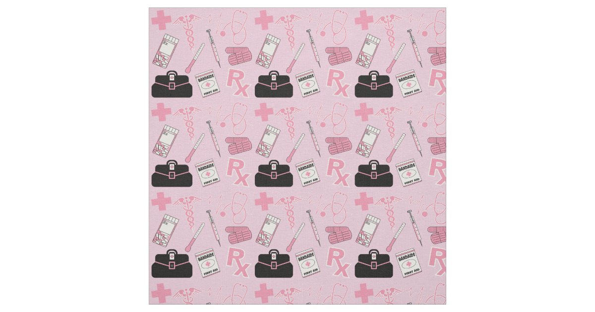 Medical Pattern Design - Pink Fabric | Zazzle