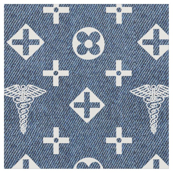 Medical Pattern Design - Baby Blue Fabric | Zazzle