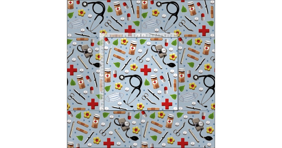 Medical Pattern Fabric | Zazzle