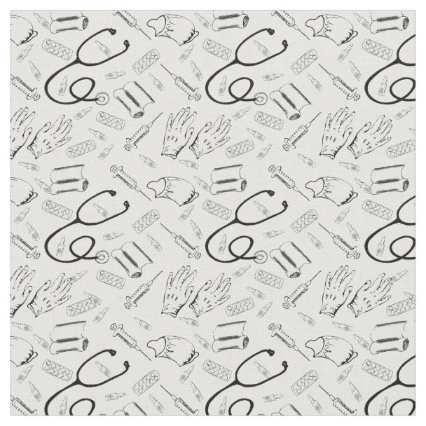 Neon Stethoscope Pattern Fabric | Zazzle.com
