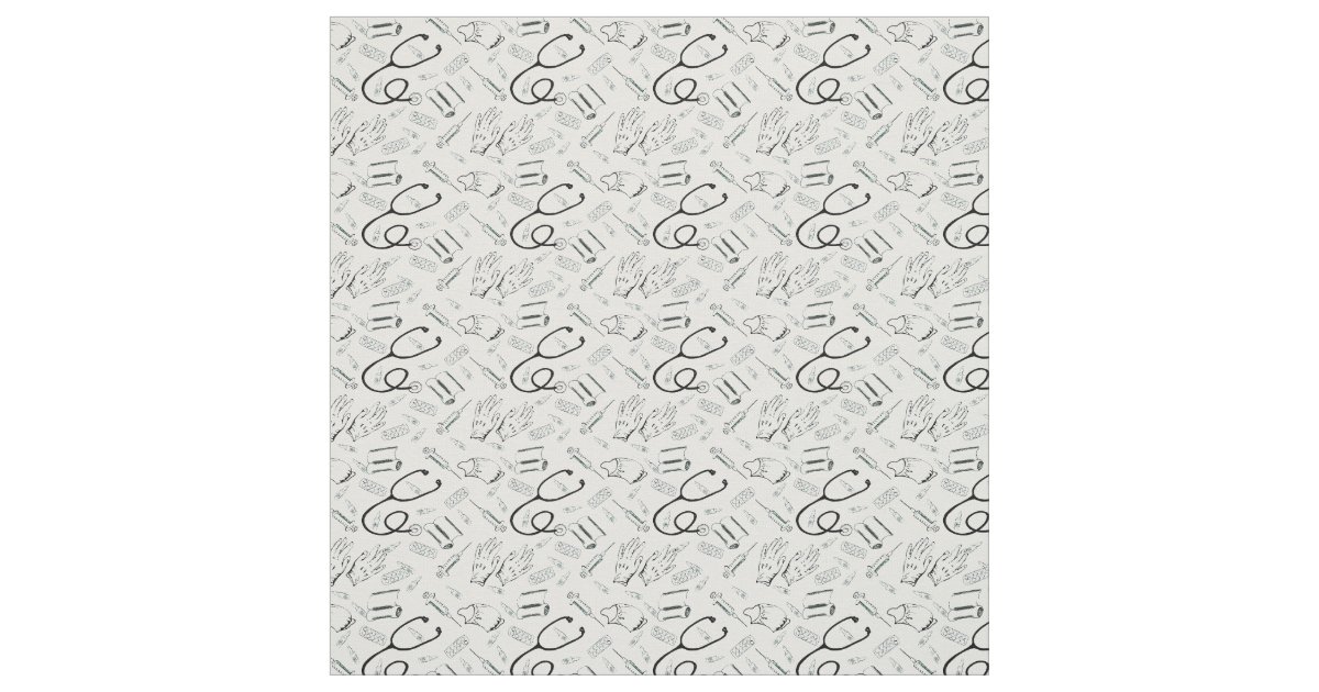 Medical Pattern Stethoscope cotton Fabric | Zazzle
