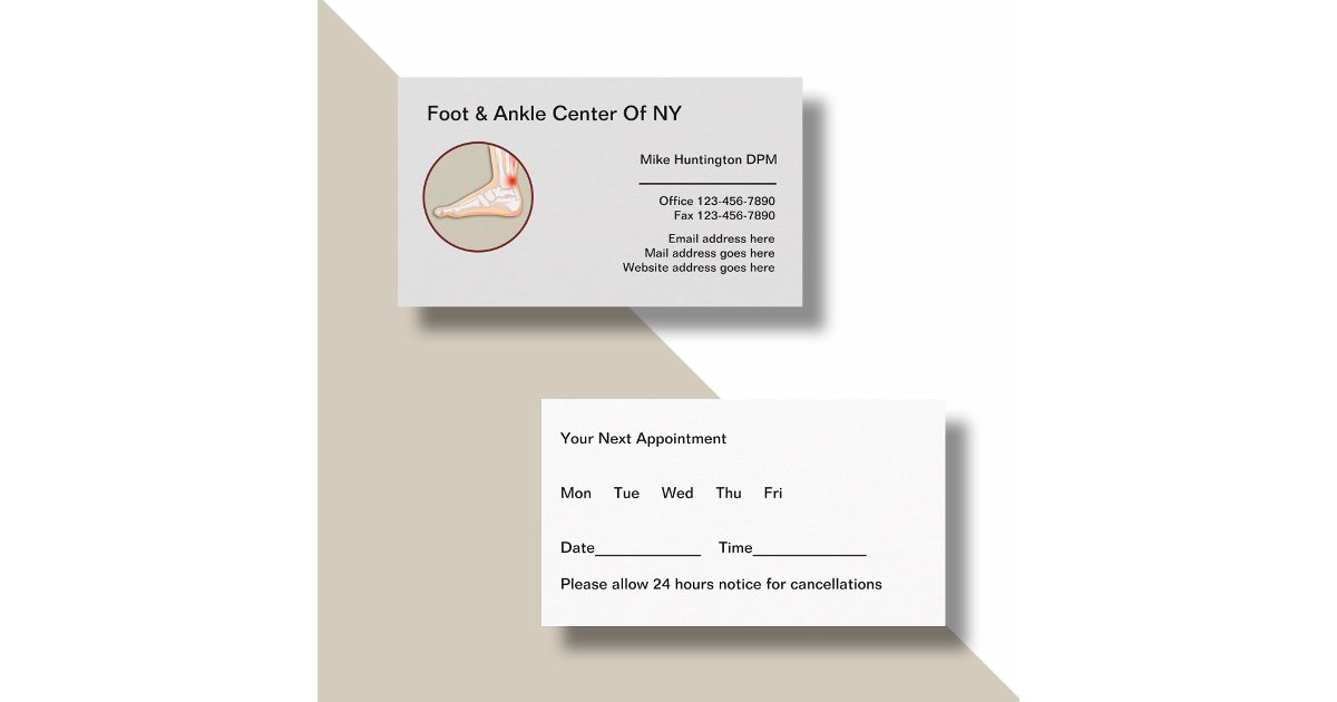 Medical Podiatrist Appointment Business Cards | Zazzle