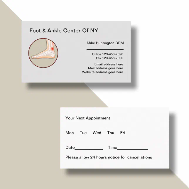 Medical Podiatrist Appointment Business Cards | Zazzle