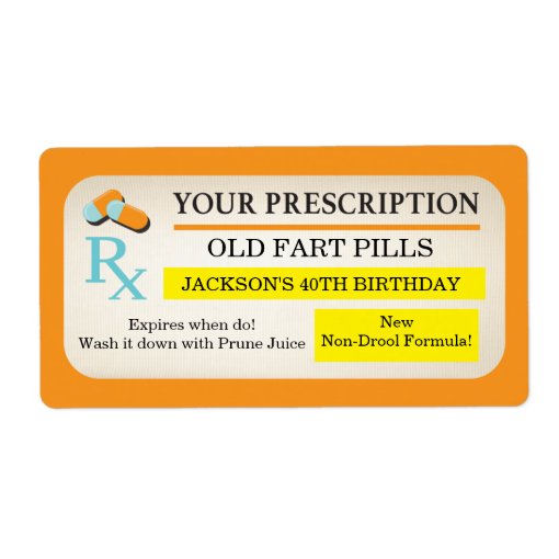 Medical prescription labels Old Fart party favors | Zazzle