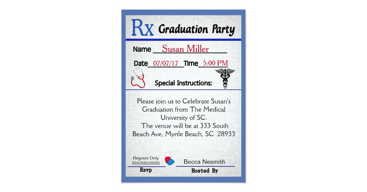 Medical Prescription Pad Graduation Invitation | Zazzle.com