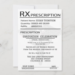 Medical Prescription Pad Graduation Party Invitation | Zazzle