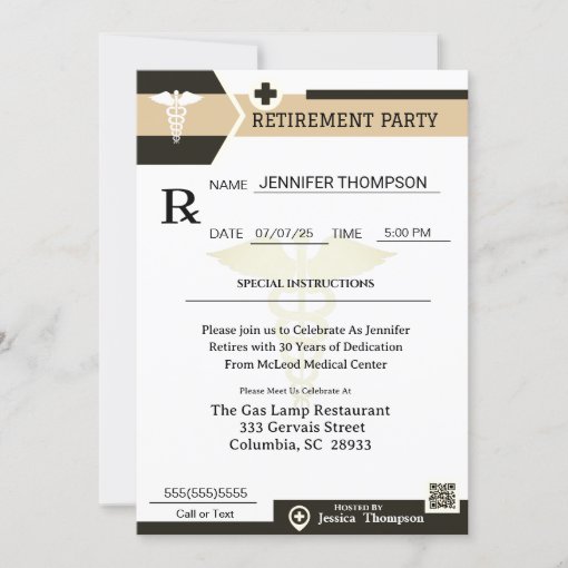 Medical Prescription Pad Retirement Invitation | Zazzle