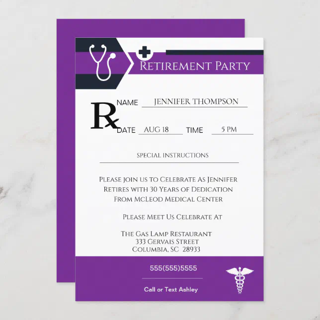 Medical Prescription Pad Retirement Party Invitation | Zazzle