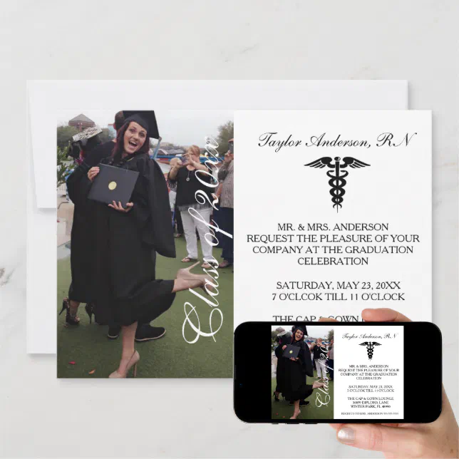Medical RN School Graduation Announcement | Zazzle