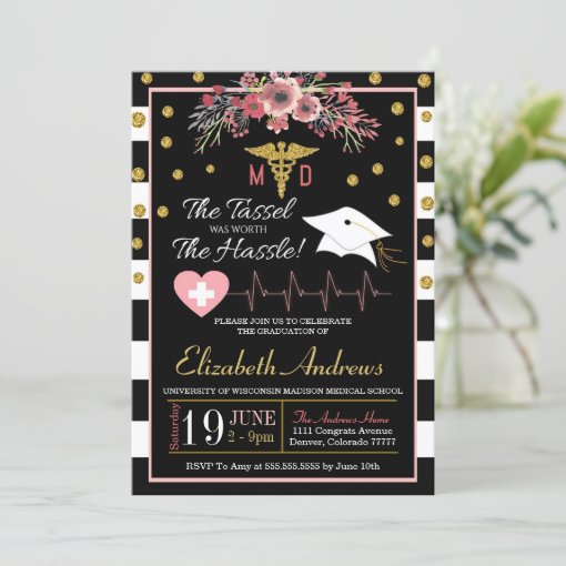 Medical School Graduation Invitation - Floral | Zazzle