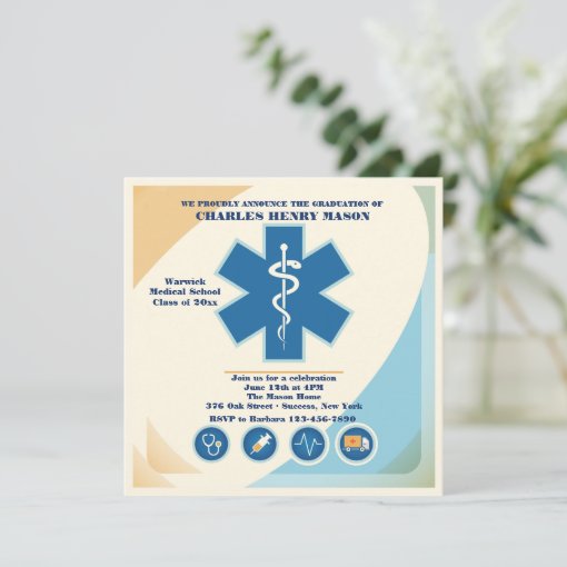 Medical Science Graduate Party Invitation Custom 2 | Zazzle