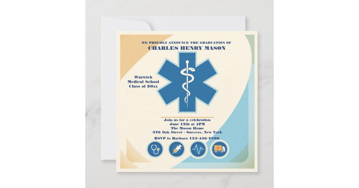 Medical Science Graduate Party Invitation Custom 2 | Zazzle