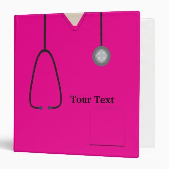 Medical Scrubs Doctor Nurse Dark Hot Pink Custom B 3 Ring Binder | Zazzle