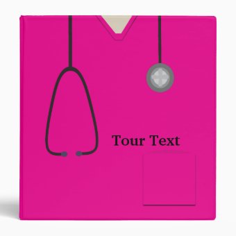 Medical Scrubs Doctor Nurse Dark Hot Pink Custom B 3 Ring Binder | Zazzle