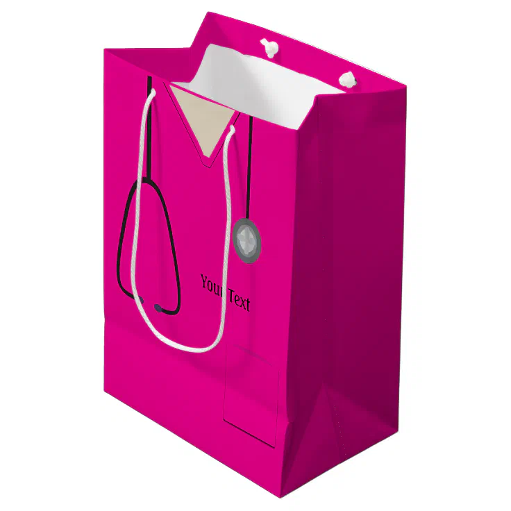 Medical Scrubs Doctor Nurse Hot Pink Med Gift Bag | Zazzle