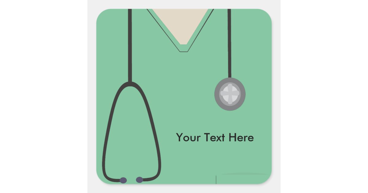 Medical Scrubs Doctor Nurse Light Green Sq Sticker | Zazzle