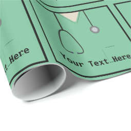 Medical Scrubs Doctor Nurse Light Green Wrap Wrapping Paper | Zazzle