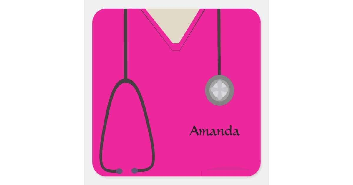 Medical Scrubs Hot Pink Sticker | Zazzle