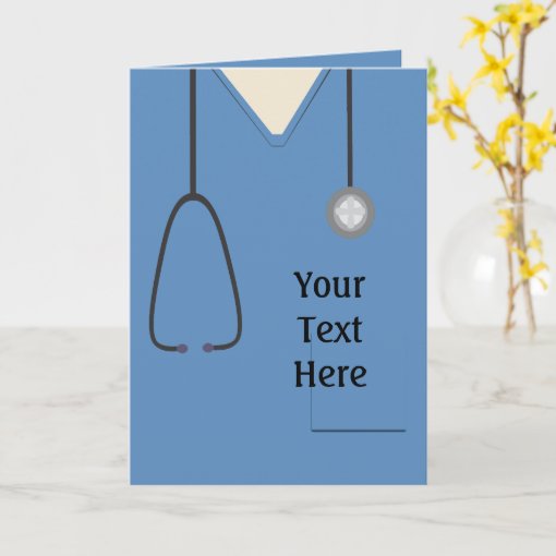 Medical Scrubs Nurse Doctor Blue Custom Card | Zazzle