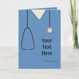 Medical Scrubs Nurse Doctor Blue Custom Card | Zazzle