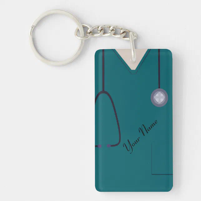 Medical Scrubs Nurse Teal Custom Acrylic Keychain | Zazzle