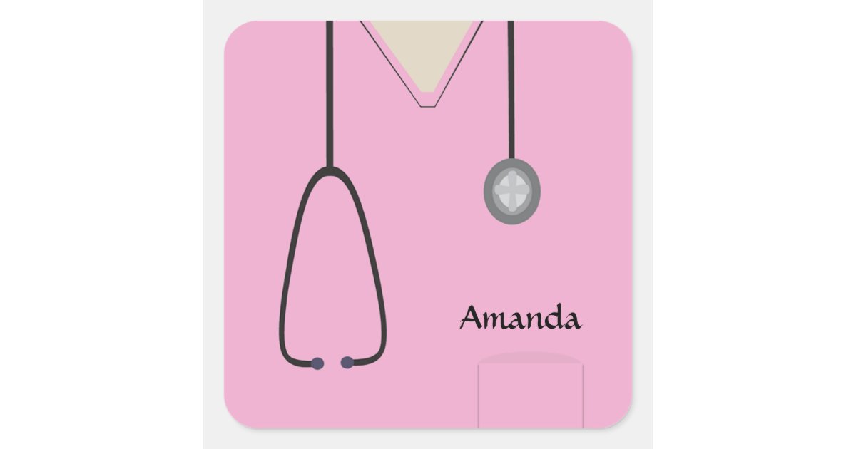 Medical Scrubs Pink Sticker | Zazzle