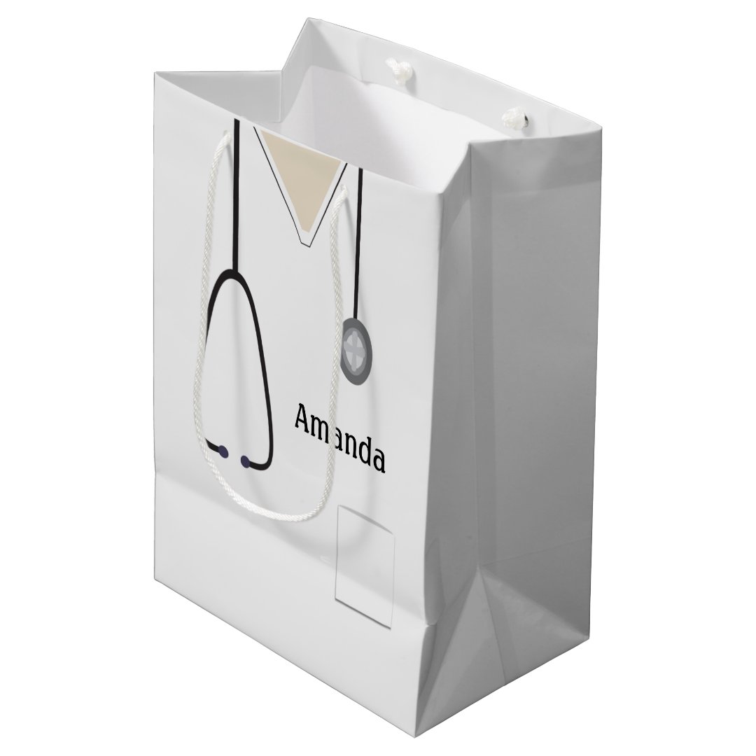 Medical Scrubs White MGB Medium Gift Bag | Zazzle