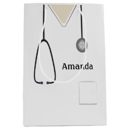 Medical Scrubs White MGB Medium Gift Bag | Zazzle