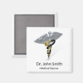Medical Silver Caduceus Black Gold - Magnet | Zazzle