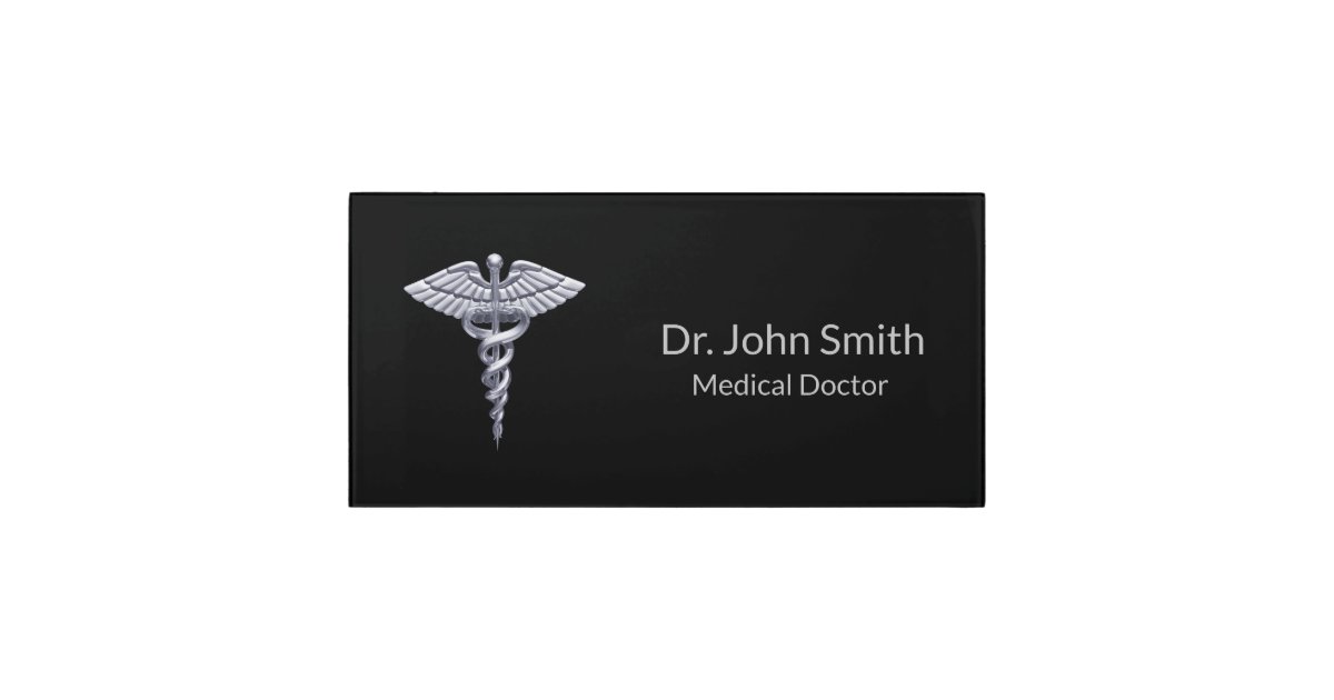 Medical Silver Classy Caduceus on Black Door Sign | Zazzle