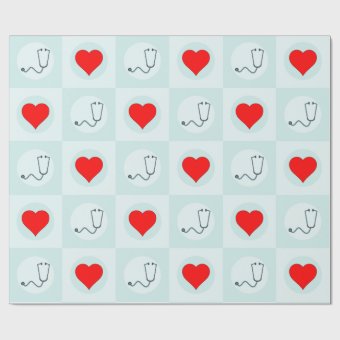 Medical Stethoscope Nurse or Doctor Pattern Gift Wrapping Paper | Zazzle