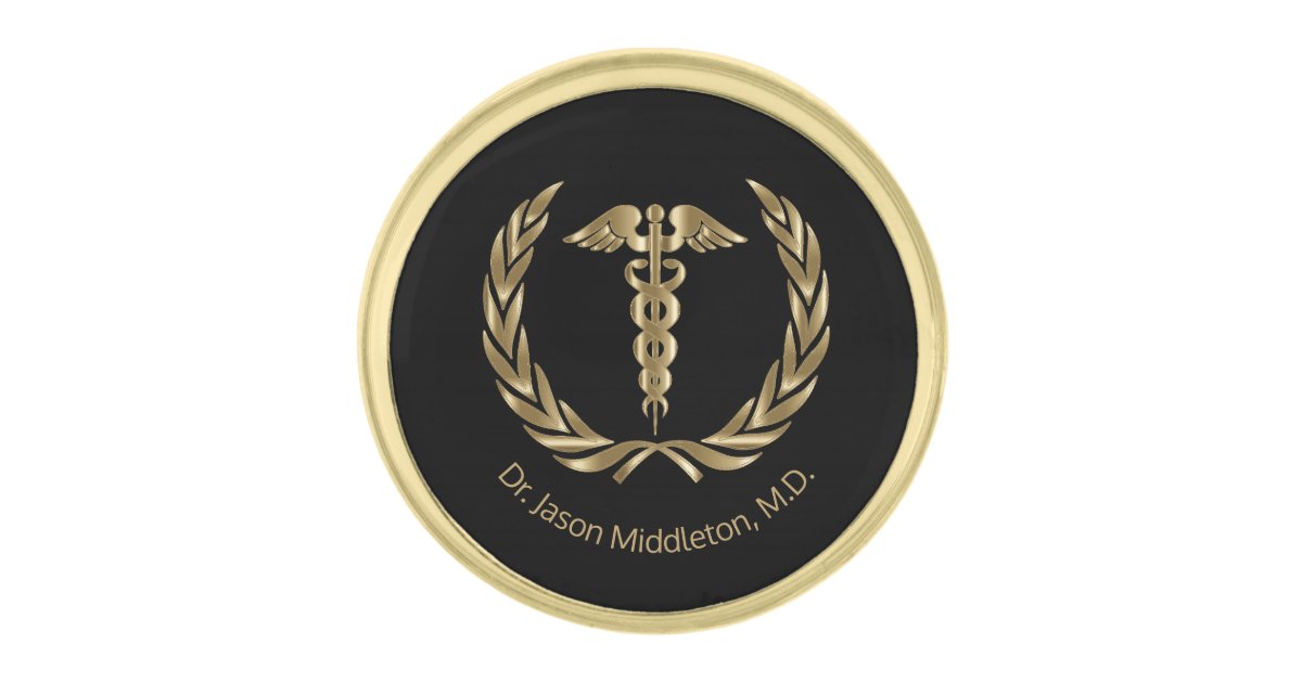 Medical Symbol - Black and Gold Gold Finish Lapel Pin | Zazzle