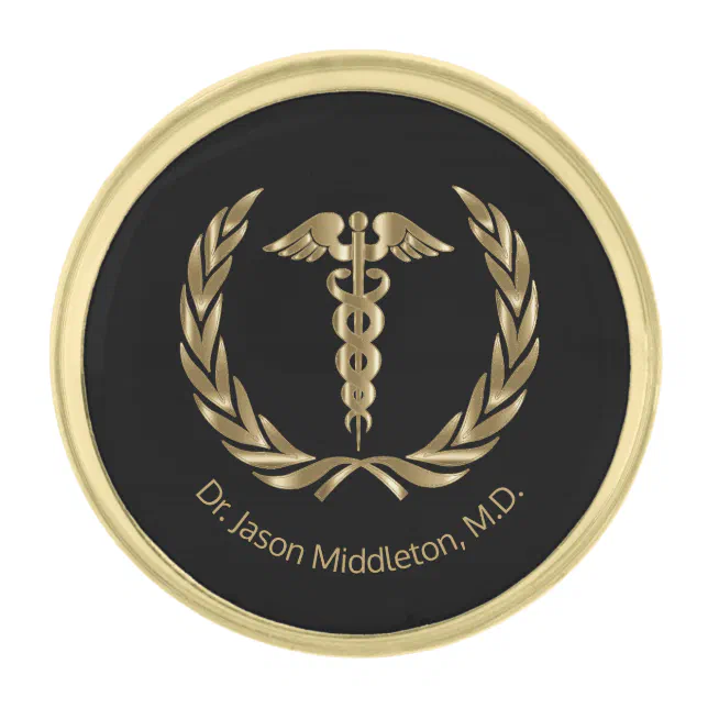 Medical Symbol - Black and Gold Gold Finish Lapel Pin | Zazzle